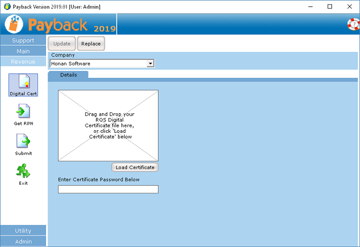Loading your Digital Certificate into Payback