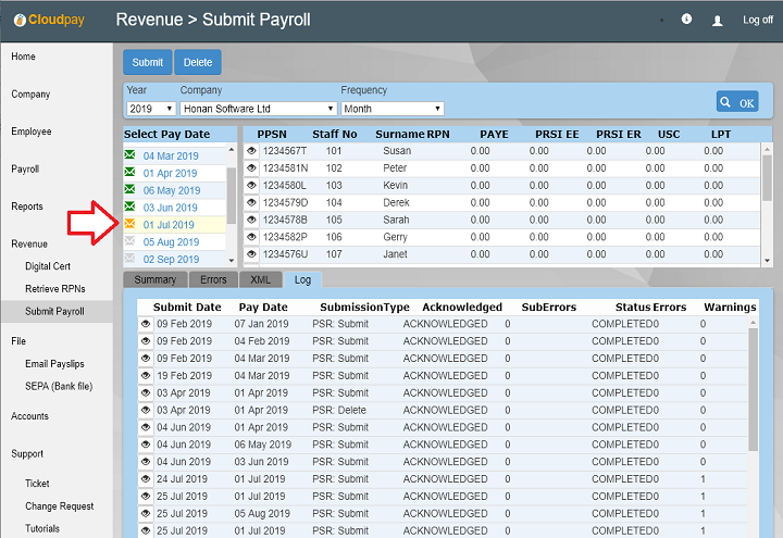 Submitting Payroll to Revenue - Payback Payroll Software