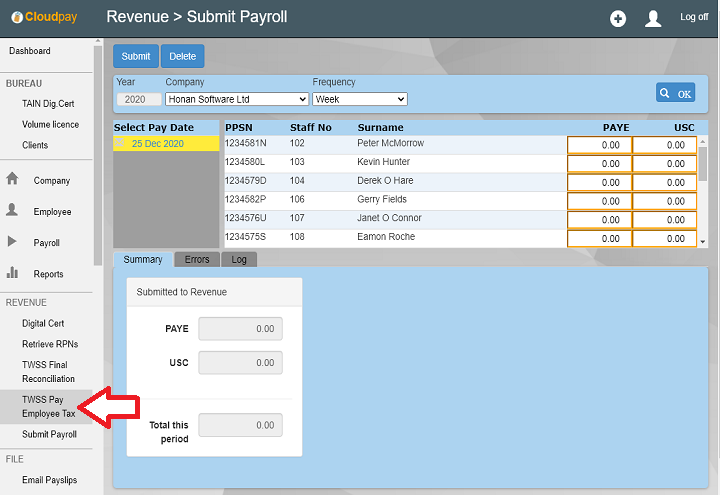 TWSS Paying employee tax liability - Payback Payroll Software