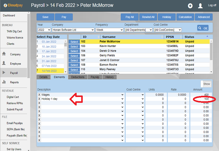 Holiday pay and days off - Payback Payroll Software