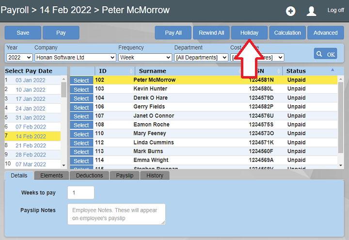 Holiday pay and days off - Payback Payroll Software