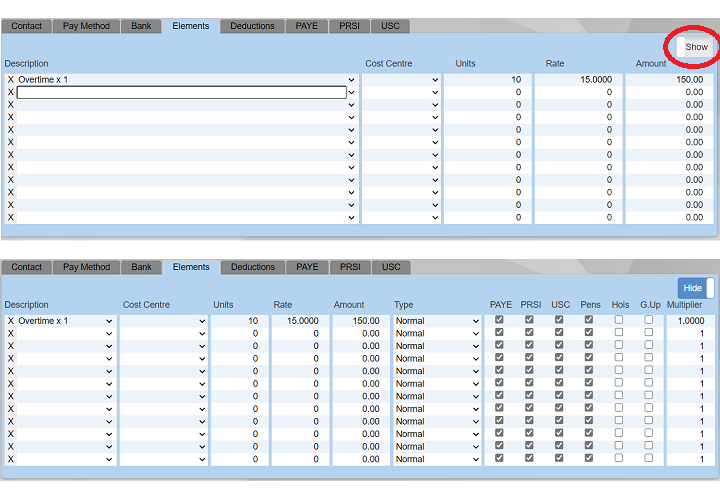 Setting up Elements (payments) and Deductions - Payback Payroll Software