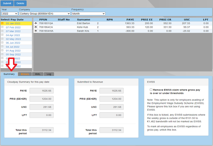 Submitting Payroll to Revenue - Payback Payroll Software