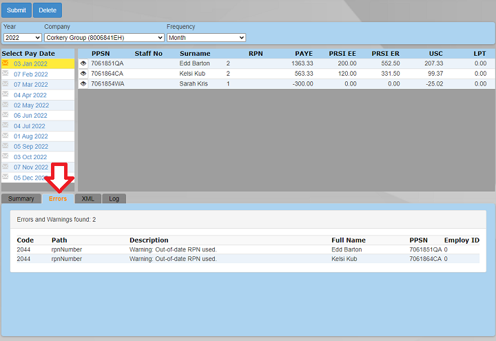 Submitting Payroll to Revenue - Payback Payroll Software