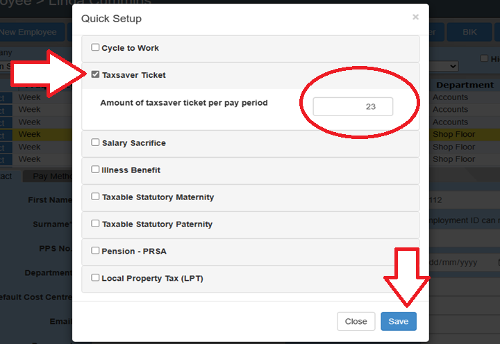 Setting up Taxsaver Tickets - Payback Payroll Software