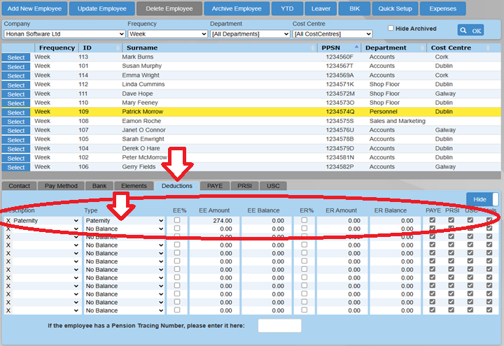 Setting up Paternity - Payback Payroll Software